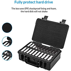 ORICO Hard Drive Case 3.5inch 20-Bay Multi-Protection HDD Storage Box Suitcase with Foam External Hard Drive Carrying Case Anti-Static Shock Moisture Proof for WD/Seagate/Toshiba-PSC L20