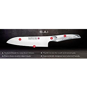 Global SAI-01, Sai Japanese Chef's Knife, 7-1/2", Stainless Steel