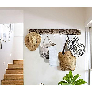 Wall Hanging Organizer Storage Basket with Free Wall Hooks,Small Cotton Rope Baskets for Baby Nursery and Home Décor,Set of 2
