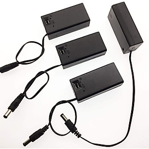 Texsbowe 9v DC Plug Battery Holder Switch Cover with Connector 2.1x 5.5mm, 4-Pack