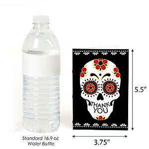Big Dot of Happiness Day of the Dead - Halloween Sugar Skull Party Thank You Cards (8 Count)