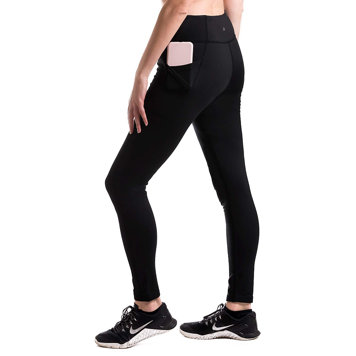 Yogipace,Side Pockets,Tall Women's Water Resistant Thick Thermal Fleece Lined Leggings Warm Winter Tights,31",Black,L