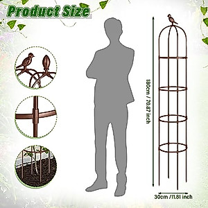 4 Pack 6 ft Garden Obelisk Trellis for Climbing Plants Outdoor Rustproof Rose Trellis for Pots Tall Tower Plant Trellis Metal Garden Trellis for Outdoor Indoor Vines Flower Plants Support (Brown)