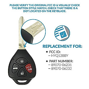 Keyless2Go Replacement for New Keyless Entry Remote Car Key for 2007 2008 2009 2010 Toyota Camry HYQ12BBY