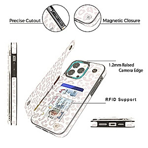 uCOLOR Flip Leather Wallet Case Card Holder for iPhone 12 Pro/12 Women and Girls with Card Holder Kickstand Marble Design Compatible with iPhone 12/iPhone 12 Pro 5G 6.1 inch (Leopard)