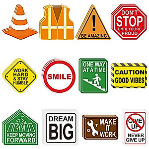 42 Pcs Construction Bulletin Board Set Under Construction Positive Sayings Accents Cutouts Signs for Classroom Learning Zone Kid's Room Decor