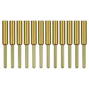Diamond Chainsaw Sharpener Titanium Plated Burr Stone File Diamond Sharpening Wheels for Chain Saw Stone Jewerly Wood 12 Pcs 7/32 Inch