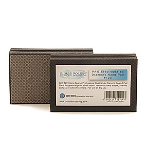 Glass Polish 15104 Diamond Hand Pad Sanding Block for Smoothing, Edging & Polishing 3.74” x 2.16” - Grit 120