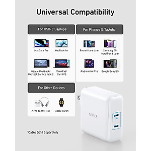 Mac Book Pro Charger, Anker 100W Fast Charger, 2 Port Power Adapter - Compatible With USB C Devices Including MacBook Pro/Air, iPad Pro, iPhone 15/Pro/Pro Max, Google Pixelbook (Cable Not Included)