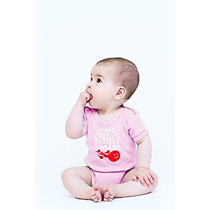 CBTwear I Was Daddy's Fastest Swimmer - Soon to Be Mom and Dad - Cute Infant One-Piece Baby Bodysuit (12 Months, Pink)