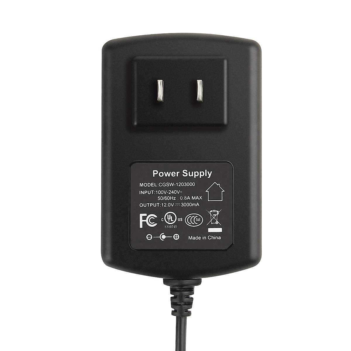 12V 3A Power Supply Adapter SUEPRNIGHT AC 100-240V to DC 12 Volt Power Supply Transformer Converter with 5.5mm x 2.1mm Plug for Router Led Strip Lights CCTV Camera