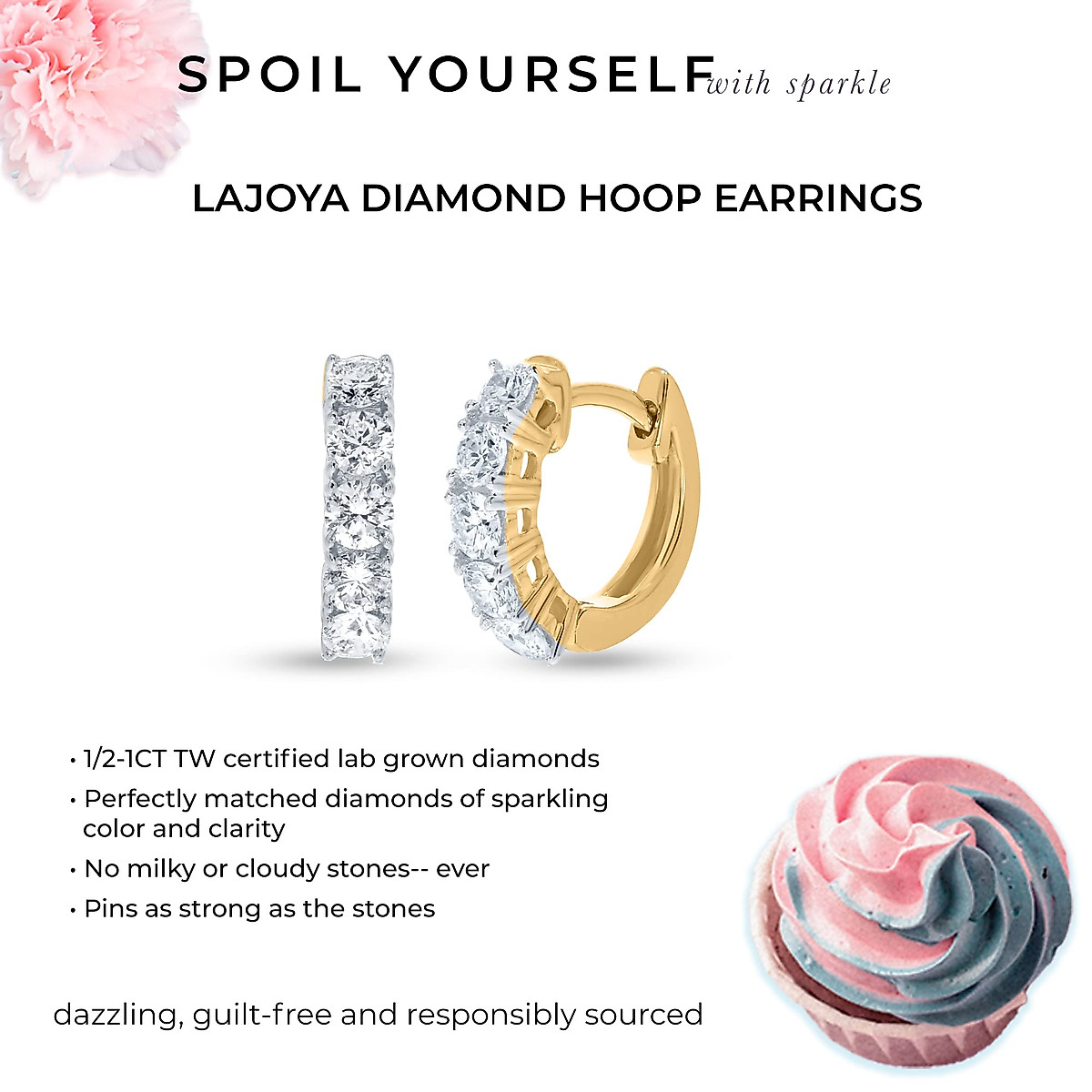 Lab Grown Diamond Huggie Hoop Earrings for Women | 1/2-1 CT TW Real 14K Gold Huggie Earrings | Certified GH VS SI Diamonds | Stunning Diamond Jewelry for Women (0.5 Carat, Yellow Gold)