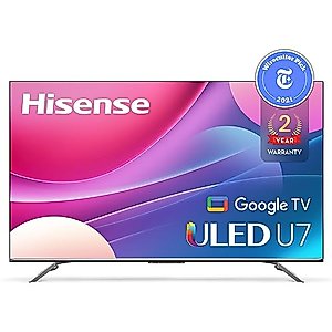 Hisense ULED Premium U7H QLED Series 65-inch Class Quantum Dot Google 4K Smart TV (65U7H, 2022 Model), Black