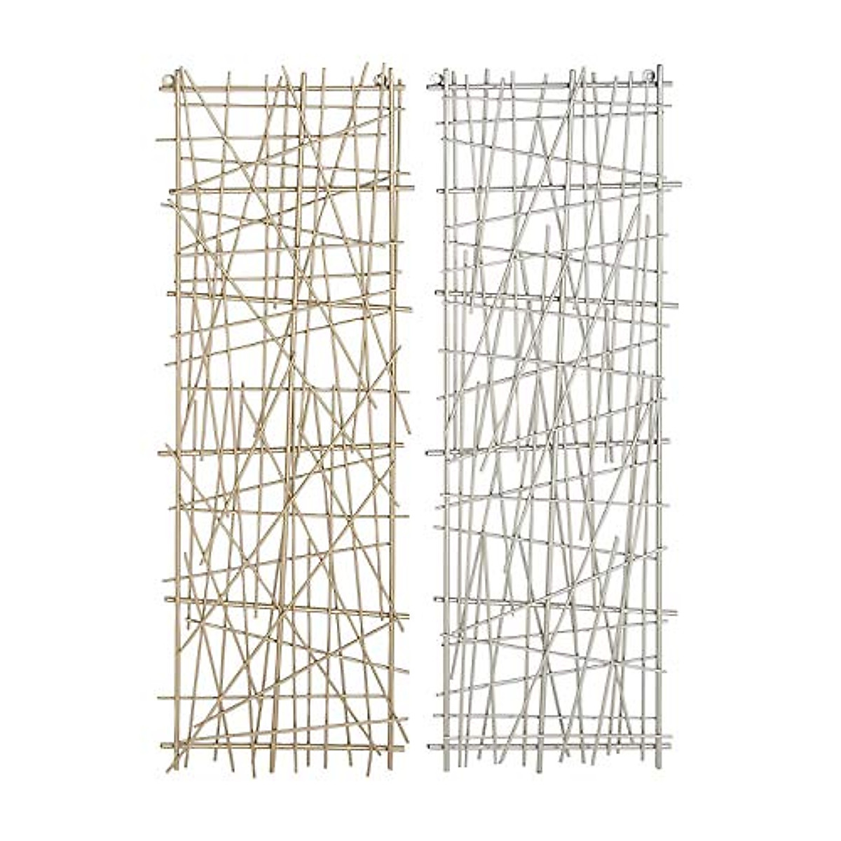 CosmoLiving by Cosmopolitan Metal Geometric Overlapping Lines Wall Decor, Set of 2 13"W, 36"H, Multi Colored