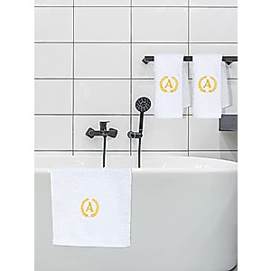 Set of 50 Monogrammed Towels Bathroom Letter a Gold Embroidered Hand Towel Decorative Monogrammed Towels Cotton Monogram Guest Napkins for Kitchen Gifts Wedding Birthday Party, 18.11 x 9.84 Inch