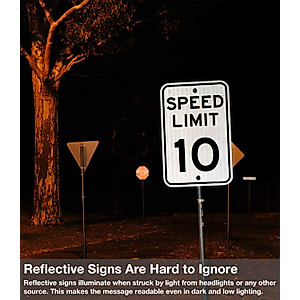 (4 Pack) Speed Limit 10 MPH Sign, Slow Down Sign, Traffic Signs,18 x 12 Inches Engineer Grade Reflective Sheeting, Rust Free Aluminum, Weather Resistant, Waterproof, Durable Ink, Easy to Mount