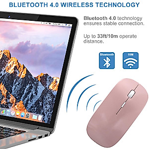 Bluetooth Wireless Mouse for MacBook Air Mac Pro Laptop Computer iPad Pad PC Laser Optical Rechargeable Mini Slim Silent Mouse Widely Used Desktop Hp iMac (Rose Gold)