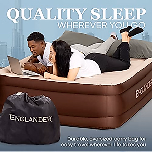 Englander Twin Air Mattress - Double High, 300 LB Capacity Luxury Camping Mattress with Built-in Pump, Microfiber, Waterproof