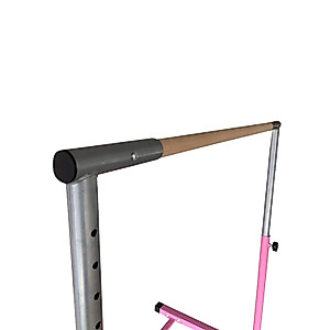 Kids Kip Bar Jungle Gym Professional Horizontal Gymnastics Asymmetric Bar Height Adjustable Expandable 3 to 5 FT Pink