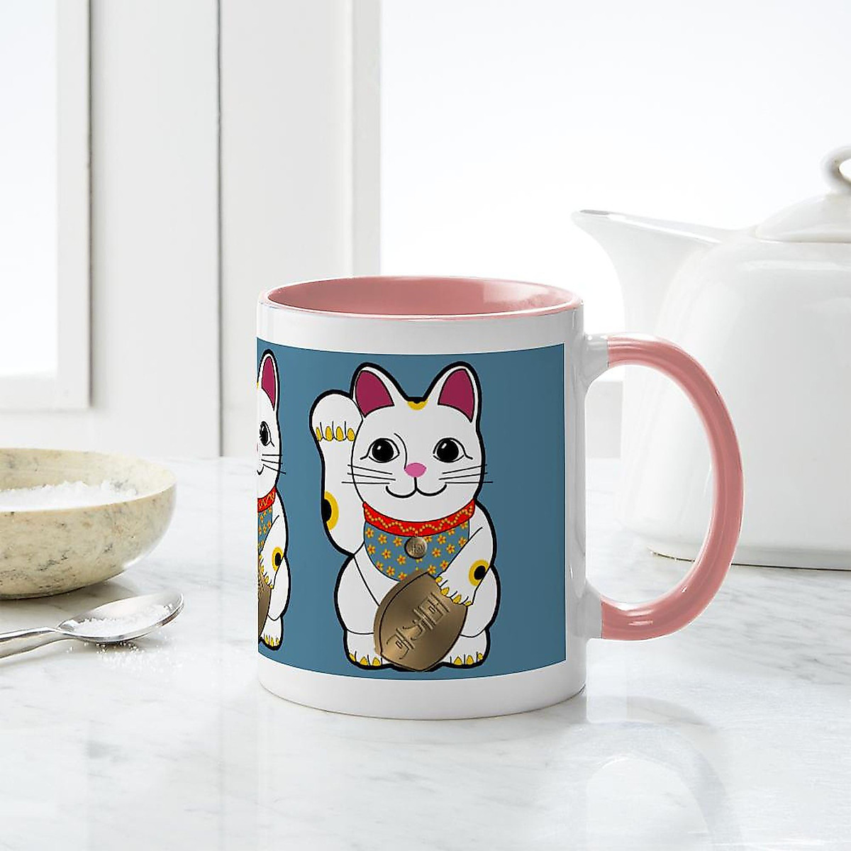 CafePress White Maneki Neko Mug Ceramic Coffee Mug, Tea Cup 11 oz