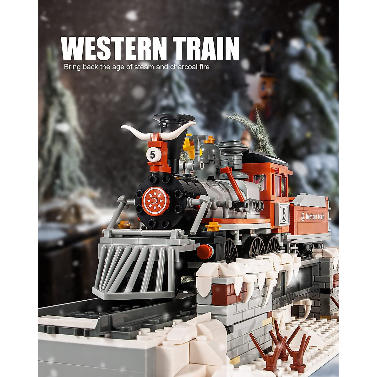 dOvOb Christmas Steam Train Building Kit with Train Track, Collectible Steam Locomotive Display Toys Set for Kids and Adult (853 PCS)