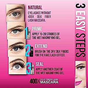 400X Pure Silk Fiber Lash Mascara [Ultra Black Volume and Length], Longer & Thicker Eyelashes, Waterproof, Long Lasting, Instant & Very Easy to Apply, Smudge-proof, Hypoallergenic, Cruelty & Paraben Free (Mia Adora)