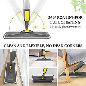 NileHome Mops for Floor Cleaning, Spray Mop with 400ml Refillable Bottle and 2 Replacement Pads Dry Wet Floor Mop for Household or Commercial Use Dust Mop for Hardwood Laminate Tile Ceramic