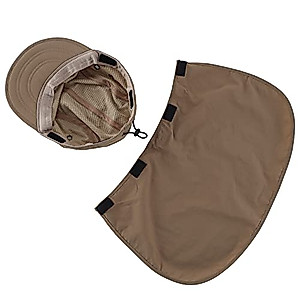 Connectyle Mens UV Sun Protection Cap Safari Hike Cap with Neck Flap Fishing Hat (Dark Khaki)