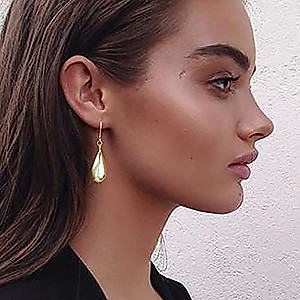 dh&yp Gold teardrop earrings for women，French Style Simple Temperament Water Drop Dangle Earrings for Women, Independent Designer, gift for girlfriend, Mom, Sister