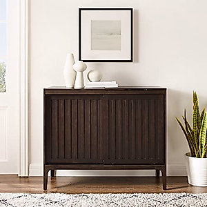 Crosley Furniture Asher Media Console and Record Player Stand with Storage for Vinyl Records, Dark Brown