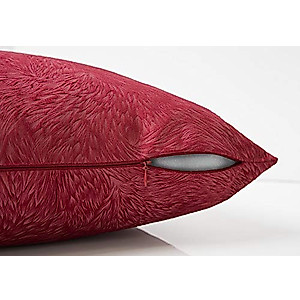 Monarch Specialties 9327, Set of 2, 18 X 18 Square, Insert Included, Decorative Throw, Accent, Sofa, Couch, Bedroom, Polyester, Hypoallergenic, Red Pillow 18"X 18" Feathered Velvet 2Pcs, 2 Count