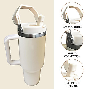 30 oz Tumbler Flip Straw Lid Replacement Fit Compatible with Stanley Cup,2 PCS Spill Proof Splash Resistant and Leak Proof Lids,Reusable Tumbler Cover Compatible with Stanley Tumbler 30 oz Cup (White)