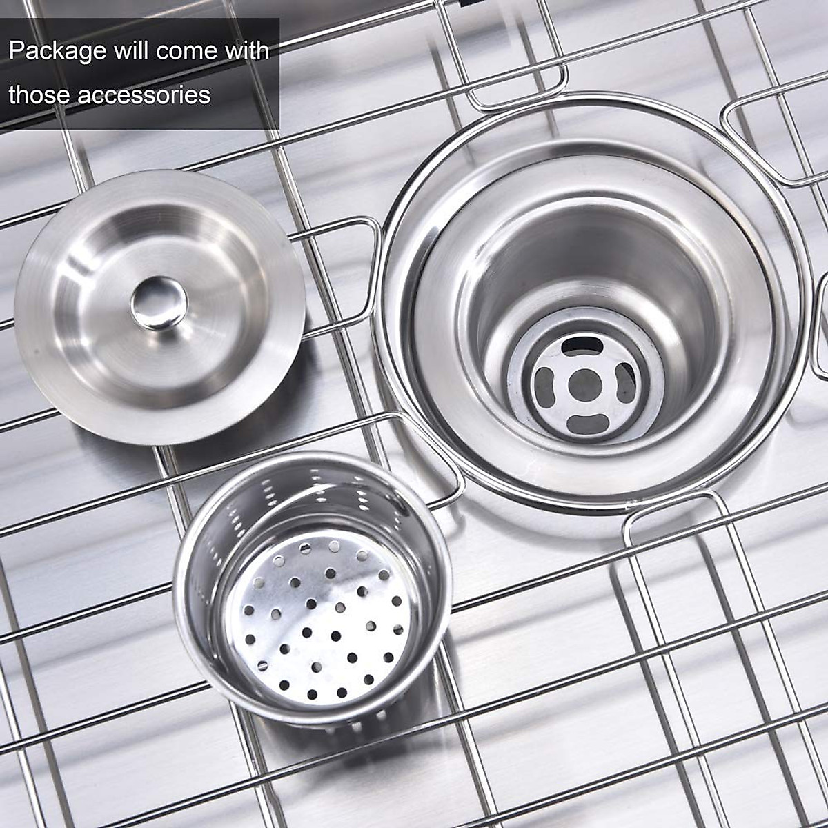 VALISY 25 x 22 x 9 Inch Drop In Topmount Stainless Steel Brushed Nickel Single Bowl Kitchen Sink Extra-thick 16 Gauge, RV Kitchen Sink with Dish Grid and Basket Strainer