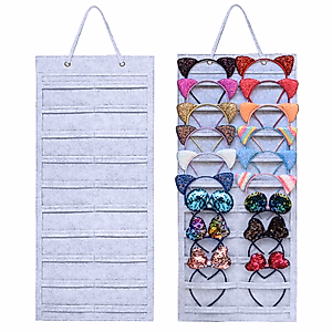 SMUK Hanging Headband Holder Organizer for Girls, Wall-mount Headband Storage Display for Women, Head Band Hair Accessories Organizer On Wall, Door, Wardrobe