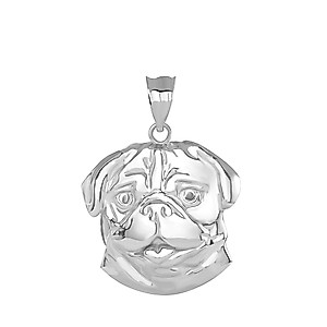 Dazzling 925 Sterling Silver Pug Dog Head Charm Pendant