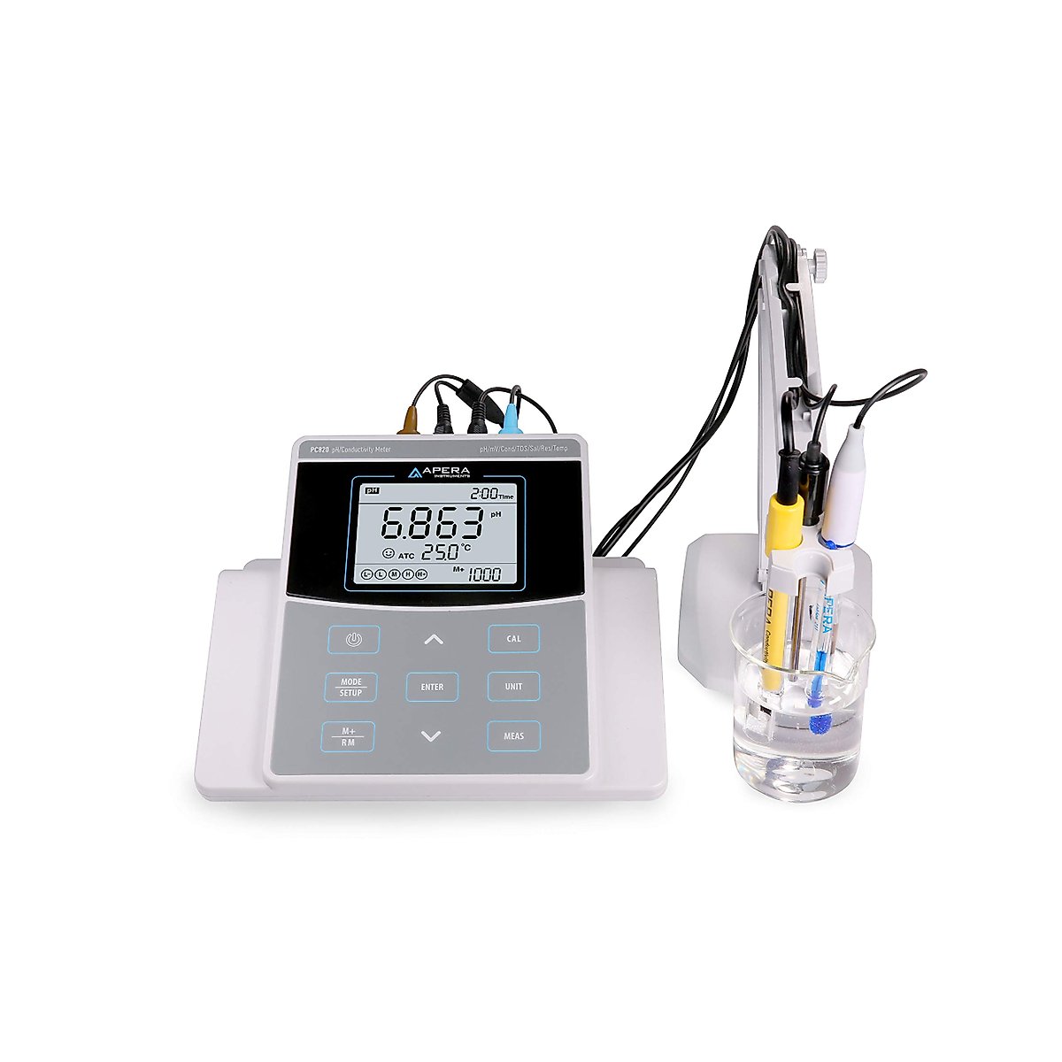 Apera Instruments, LLC-AI533 PC820 Precision Benchtop pH/Conductivity Multiparameter Meter Kit with Highest Accuracy ±0.002 pH and ±0.5% F.S, up to 5-Point Auto. Calibration