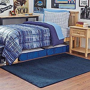 OCM All-Purpose 4' x 6' Foldable Carpet in Navy Blue | Area Rug for College Dorm Rooms, Bedrooms and Bathrooms | Rubber Backing | Nylon Pile for Soft Plush Feel and Durability