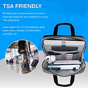 BAGSMART 17.3 Inch Laptop Bag, Expandable Computer Bag Laptop Briefcase Men Women,Laptop Shoulder Bag,Work Bag Business Travel Office, Grey