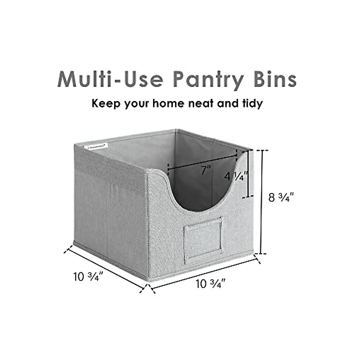 StorageWorks Closet Storage Bins, Open Front Cube Storage Bins with Cutout Window and 2 Handles, Foldable Fabric Clothes Organizer, Grey, 2-Pack