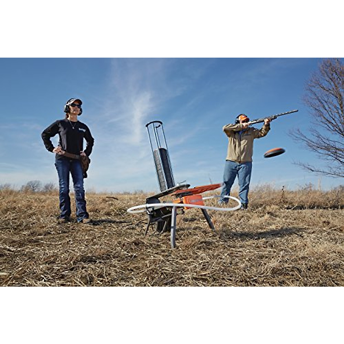 Champion Workhorse Electronic Clay Pigeon Thrower, Compact Skeet Thrower with 50 Clay Magazine