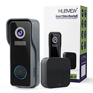 MUBVIEW Wireless Doorbell Camera with Chime 2K HD, WiFi Video Doorbell Camera with Voice Changer, Motion Detector, Anti-Theft Device, Night Vision, 2-Way Audio, SD/Cloud Storage, No Subscription