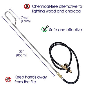 BISupply Fire Starter Propane Torch 33in - Fire Starters for Wood Stove, Firepit, Fireplace, Campfire Starter Blow Torch