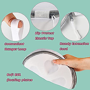 GINOYA 8 inches Bra Laundry Bags, 3pcs Mesh Washing Bags with Floating Plates and Extension Cord for Lingerie (Fits A-G Cup)