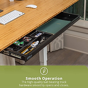 Uprite Ergo Under Desk Long Fit Pen & Pencil Drawer & Slim Organizer for Height Adjustable Desks (Black, 33 x 9.5)