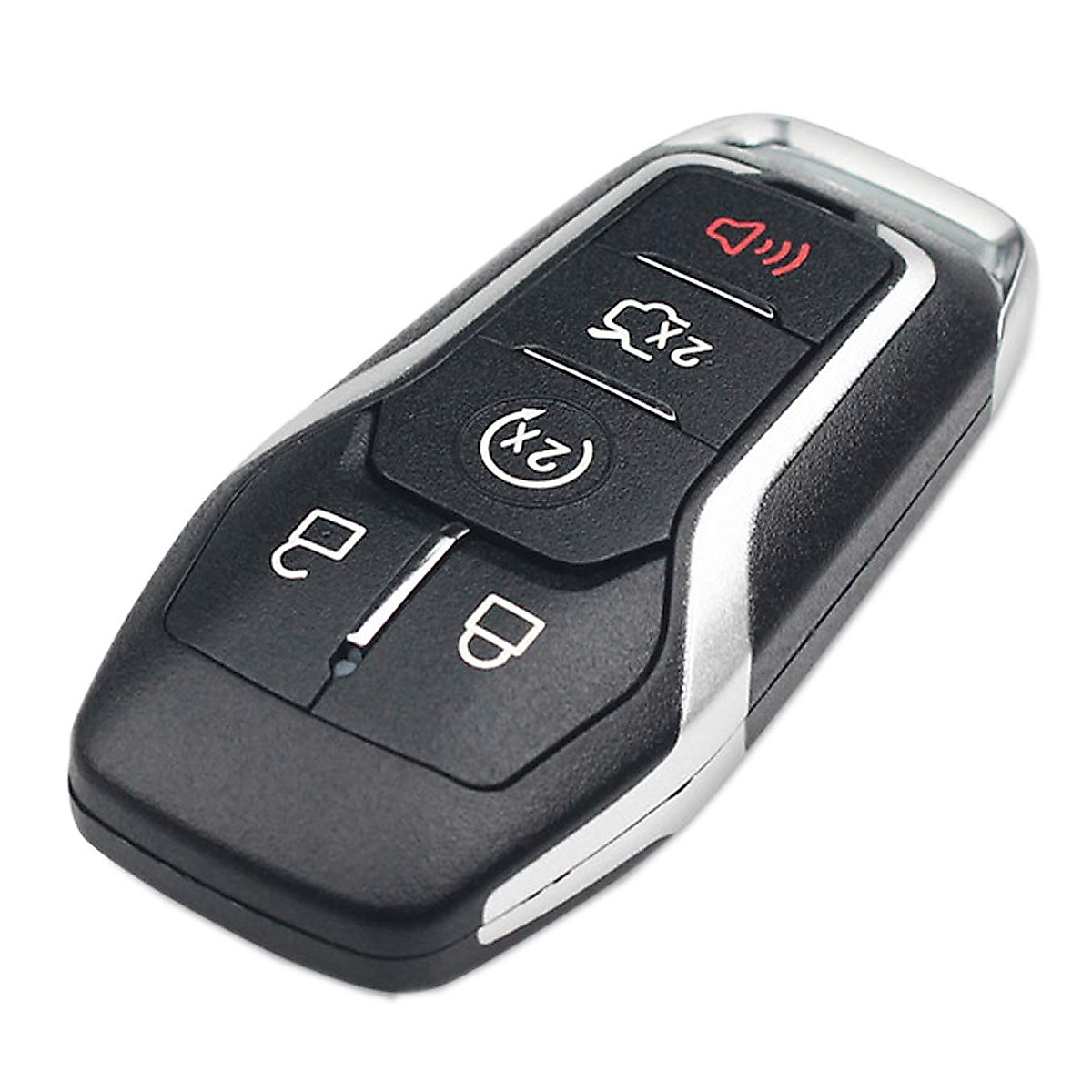Key Fob Case Shell Fit For Ford Explorer Edge Mustange Fusion 5 Buttons Replacement Keyless Entry Remote Smart Key Fob Cover Casing with Button Pad & Uncut Key Blade Blank