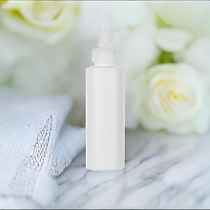 JUVITUS 4 oz / 120 ml White Plastic Cylinder Squeeze Bottle with Twist Top (12 Pack)