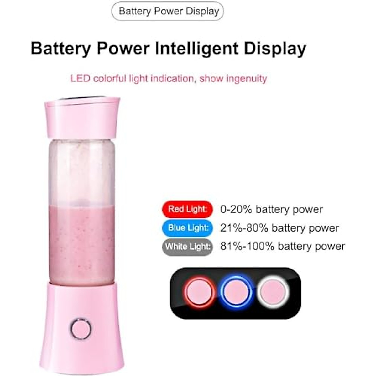 Toycol Portable Blender, Mini Personal Size Blenders for Smoothies and Shakes,Travel Juicer Cup Smoothie Maker with Updated 6 Blades USB Rechargeable Fruit Mixer with 4000mAh Battery16Oz Pink