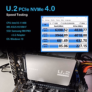 GLOTRENDS PU11 U.2 to PCIe 4.0 X4 Adapter for 2.5 Inch U.2 SSD, PCIe 4.0 X4 Full Speed