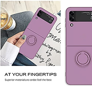 BENTOBEN Samsung Galaxy Z Flip 3 Case, Phone Case Samsung Z Flip3 5G, Slim Silicone Kickstand Ring Holder Shockproof Protetive Bumper Girls Women Cover, Purple