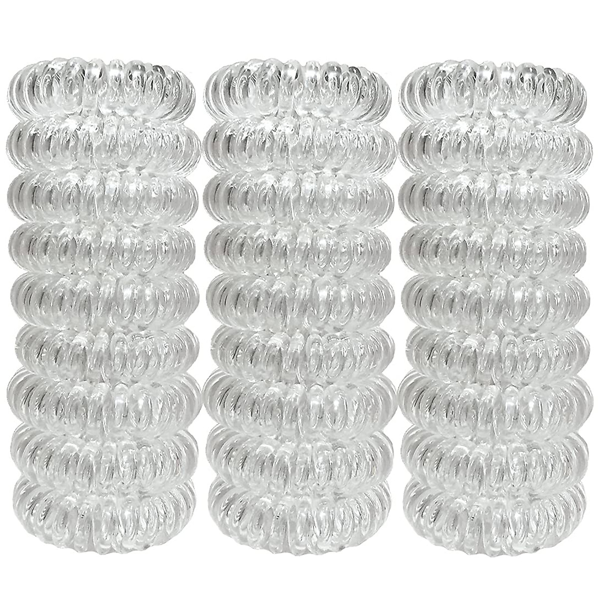 RN BEAUTY 27 Pieces Spiral Coil Hair Ties: Waterproof Elastic Traceless Ponytail Holders, Colorless 1.58inch (4cm) No Crease Hair Bands